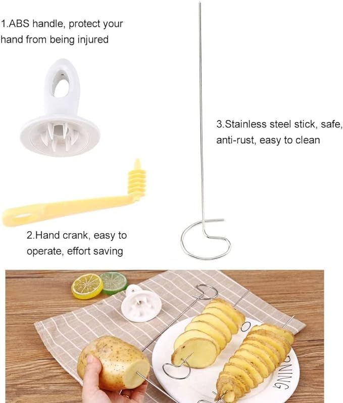 Spiral Potato Cutter Twister with 4 Stainless Steel Sticks | Revolusis ...
