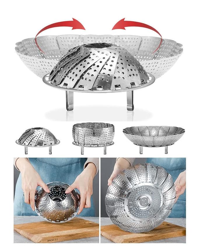 Stainless Steel Folding Expandable Steamer Basket Set | Revolusis Instore