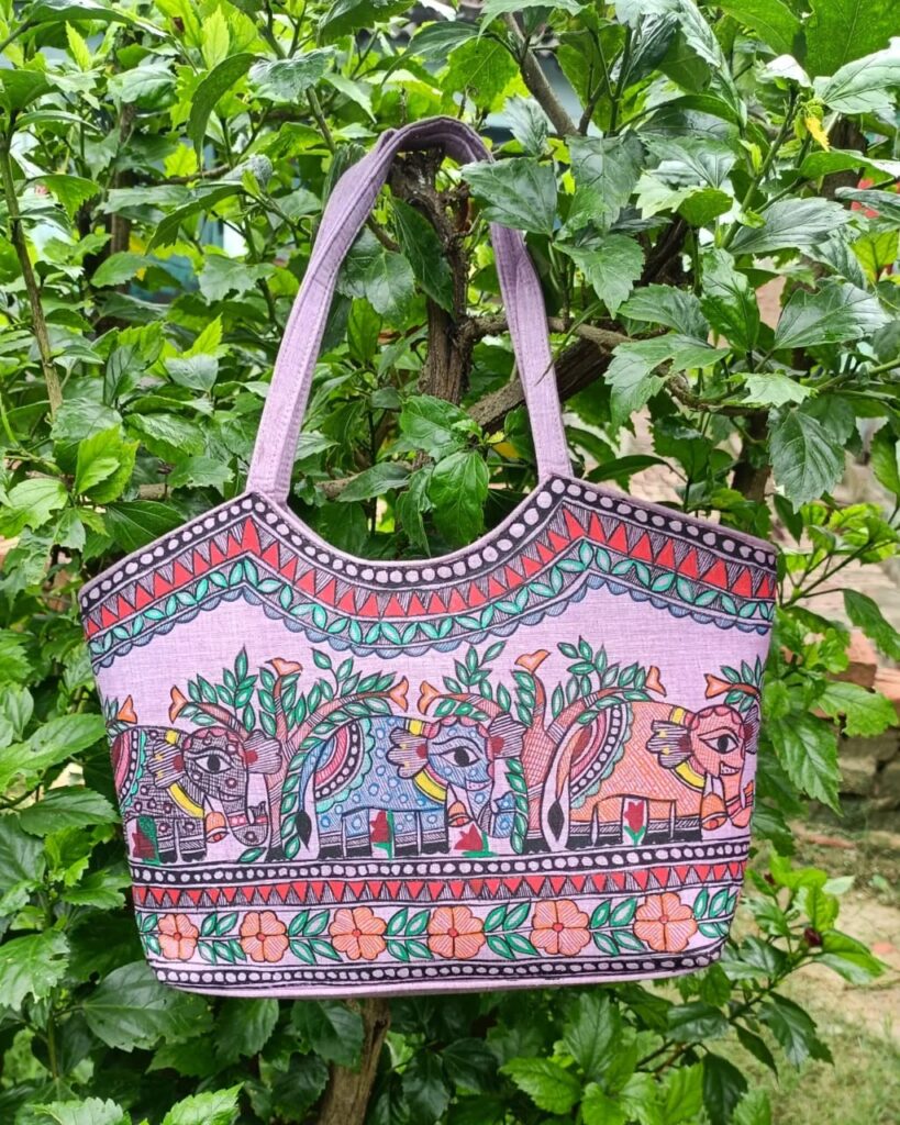 Madhubani Elephant Print Hand Crafted Handbag | Revolusis Instore